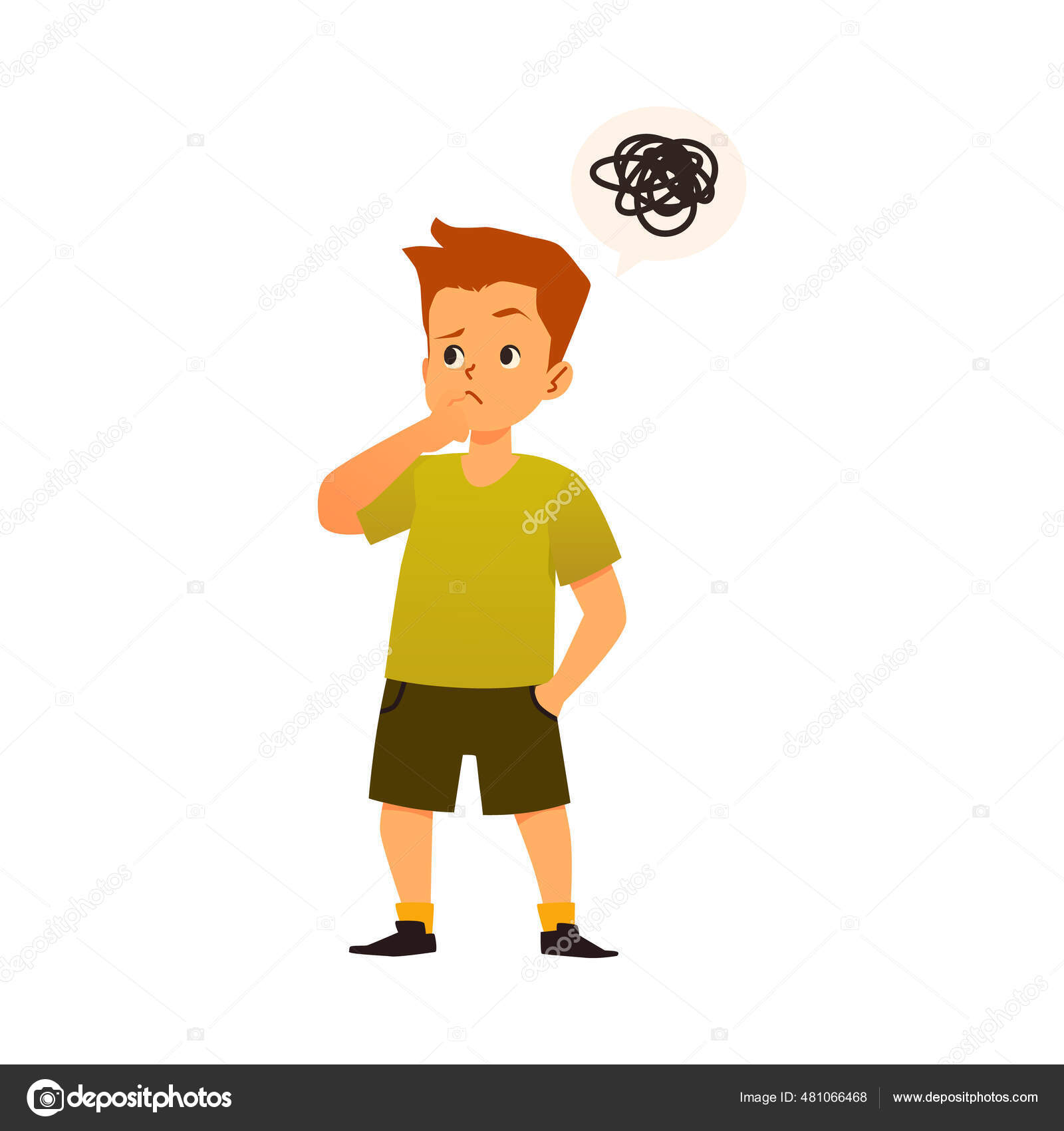 Niño perplejo intenta resolver el problema de un vector plano de ...