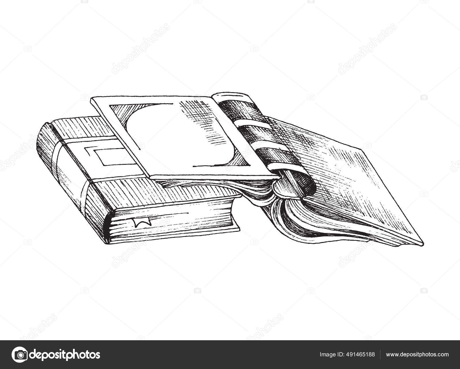Opened and closed books in sketch style vector illustration isolated ...