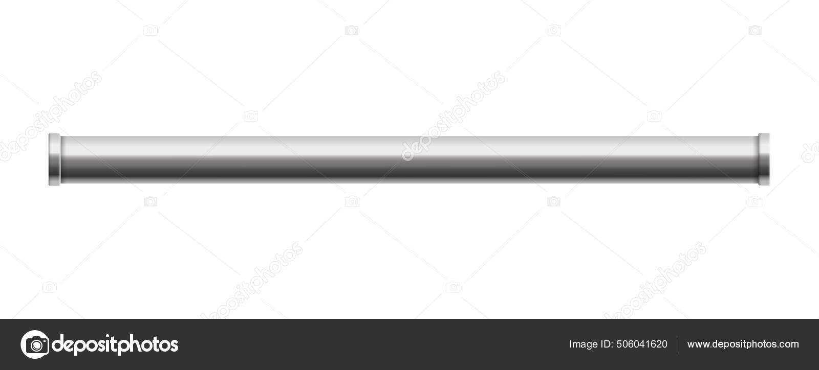 Silver metal straight pipe in realistic style vector illustration ...