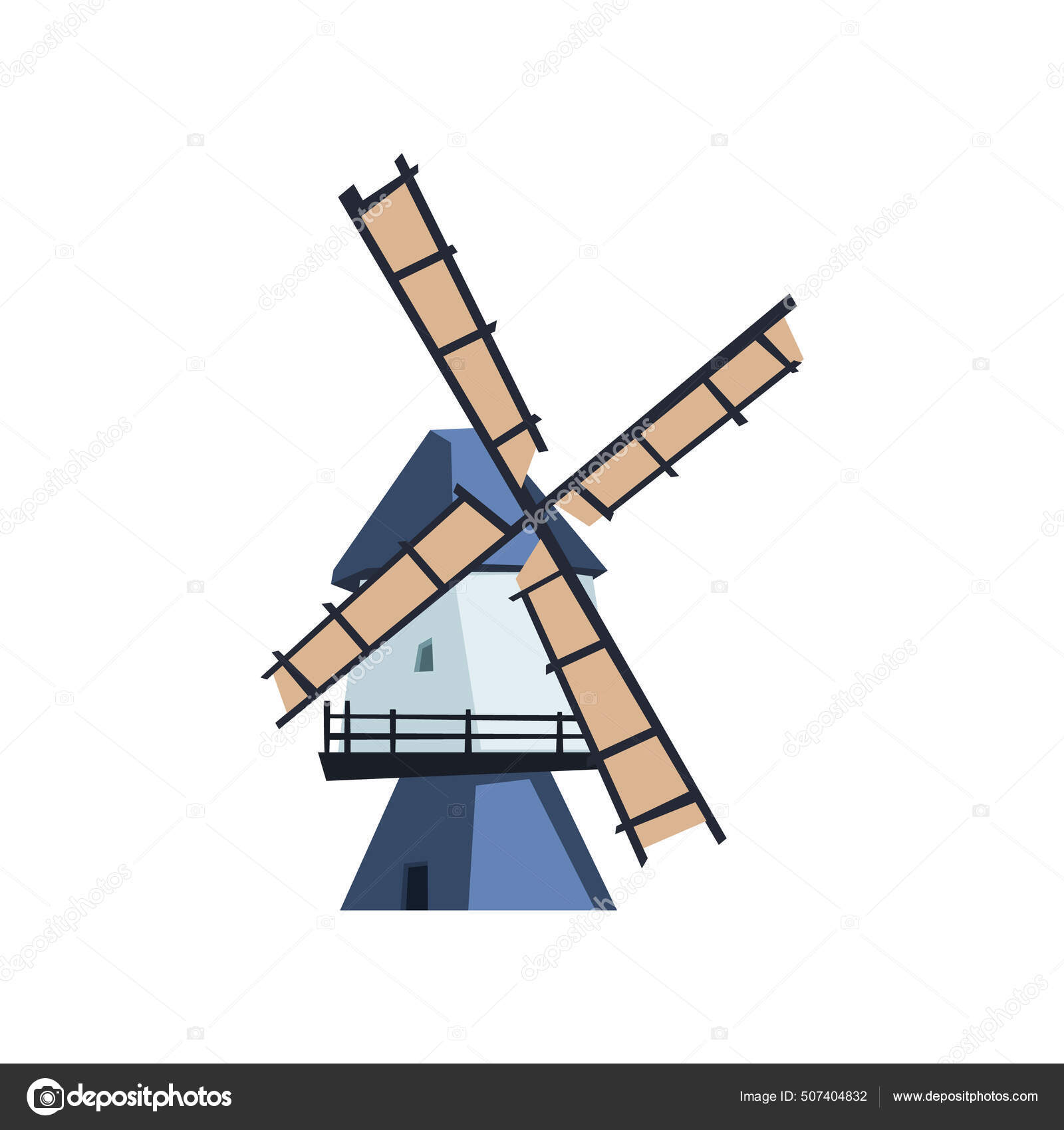 Dutch Windmill Illustration