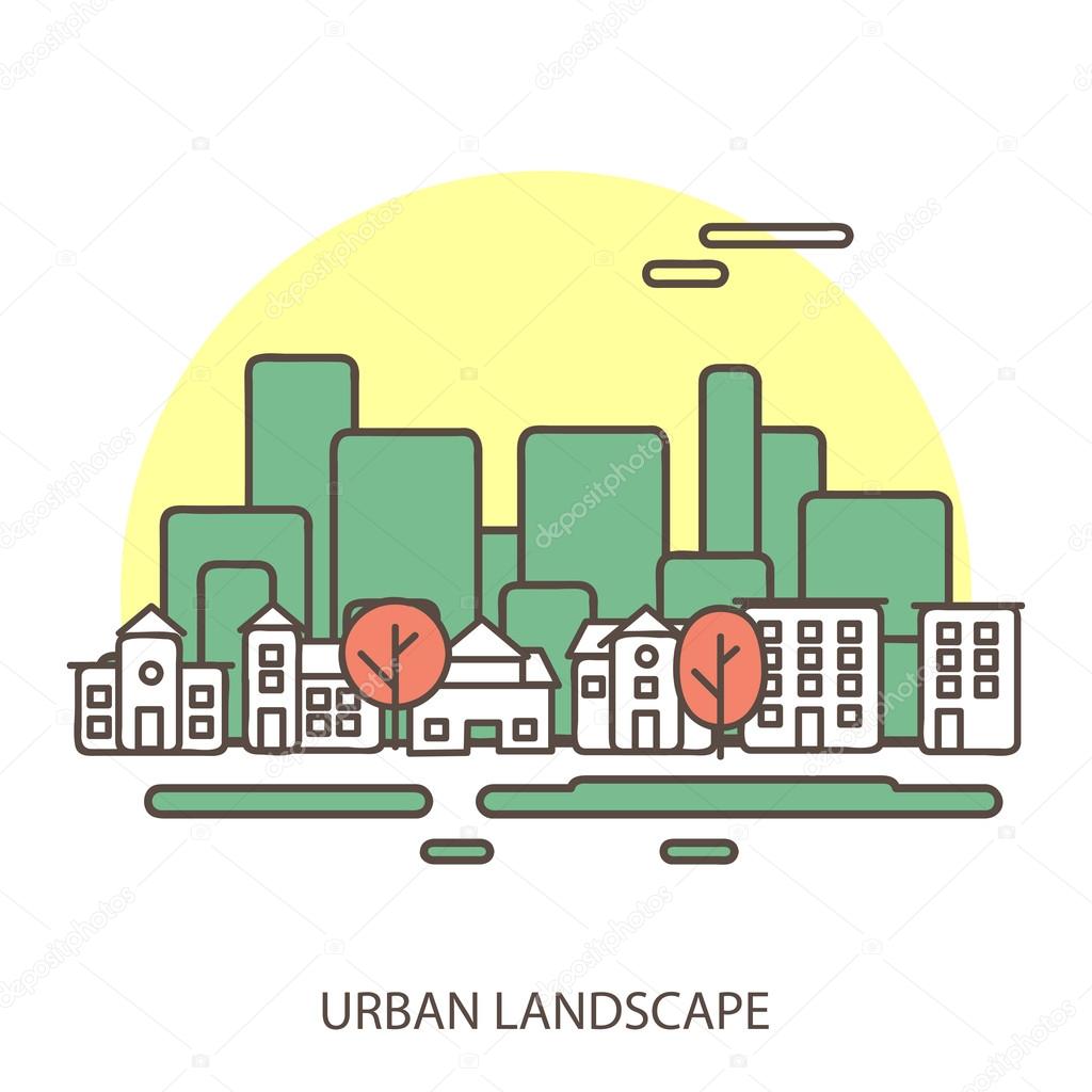 Linear background with urban landscape, a stylish modern design for ...