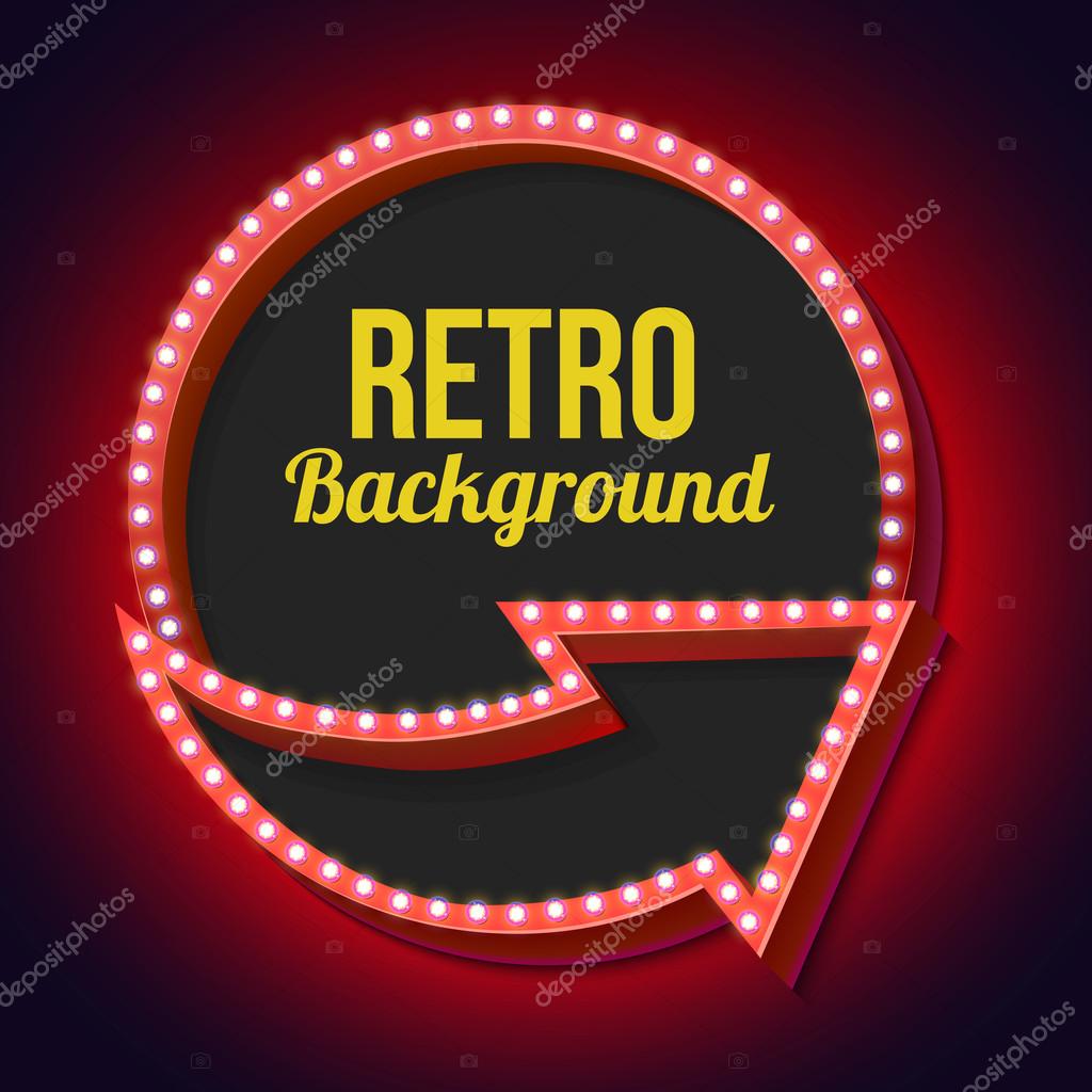 Volume retro circle with an arrow and light bulbs Stock Vector Image by ...