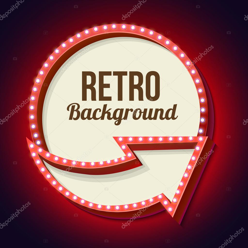 Volume retro circle with an arrow and light bulbs Stock Vector Image by ...