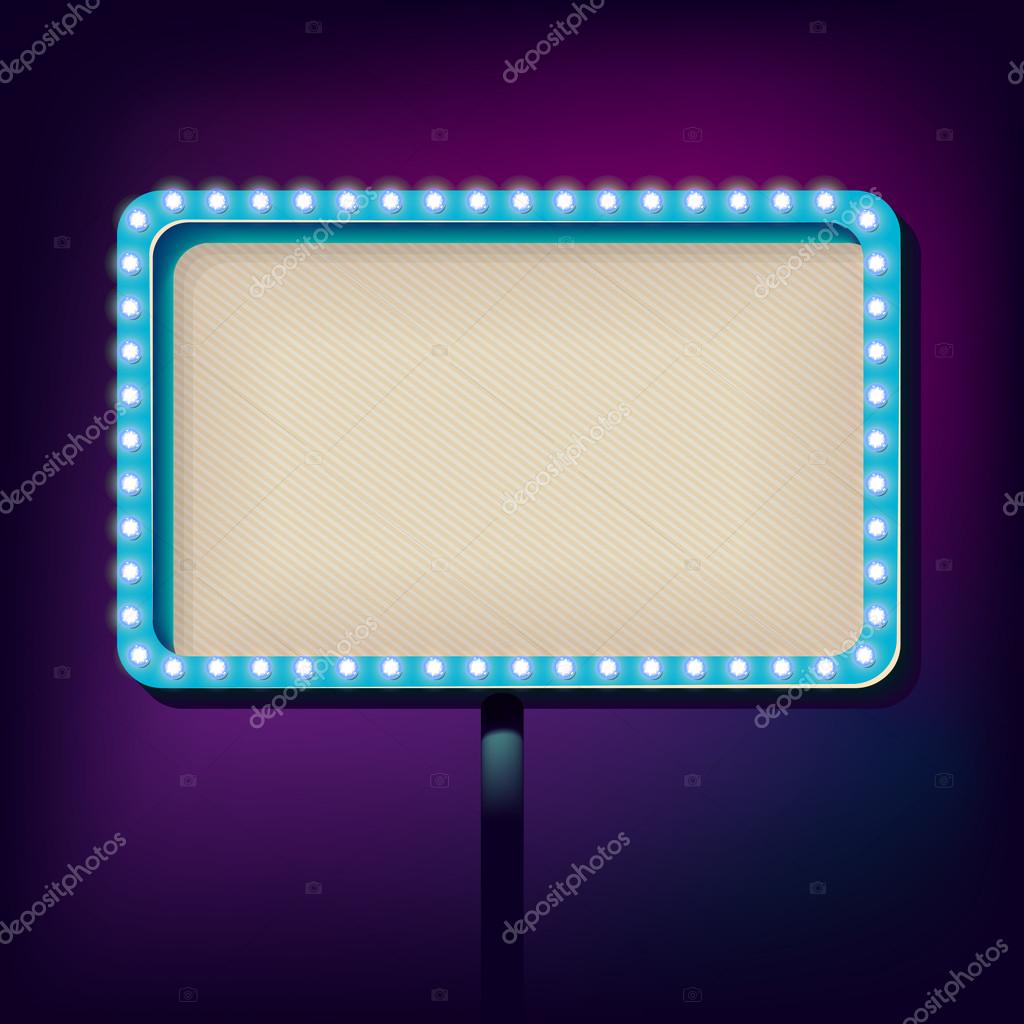 Night retro sign with lights Stock Vector Image by ©Sabelskaya #92689030