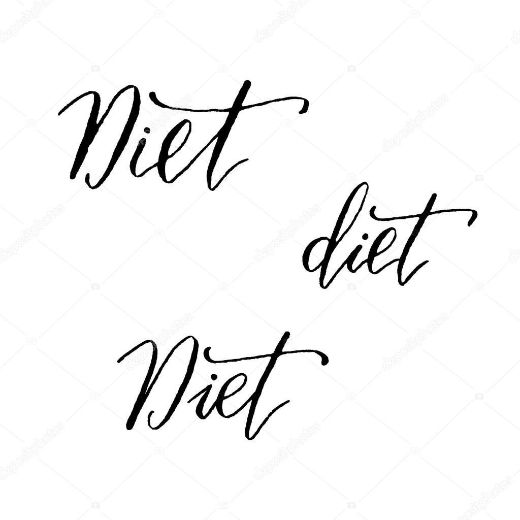 Diet hand lettering vector. Modern calligraphy pen and ink. — Stock ...