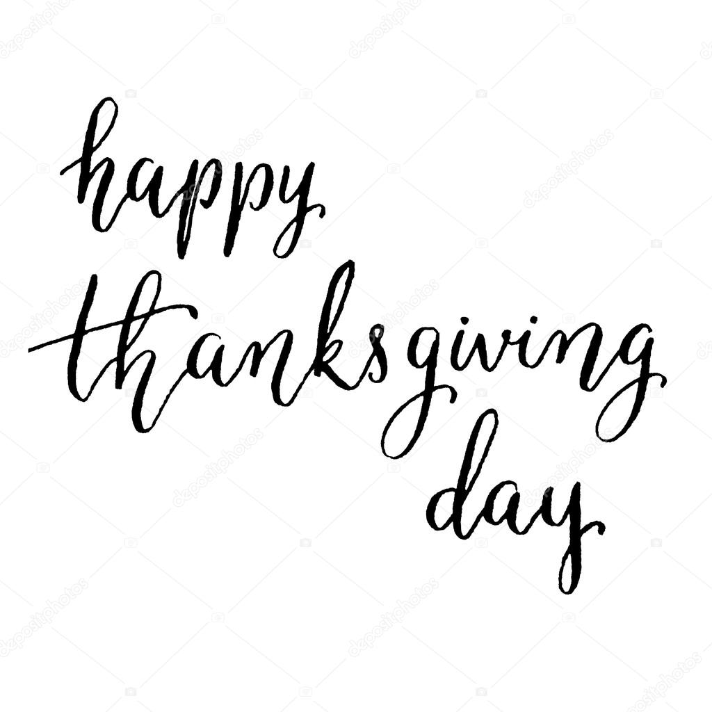 Happy thanksgiving day, hand lettering vector. Modern calligraph ...