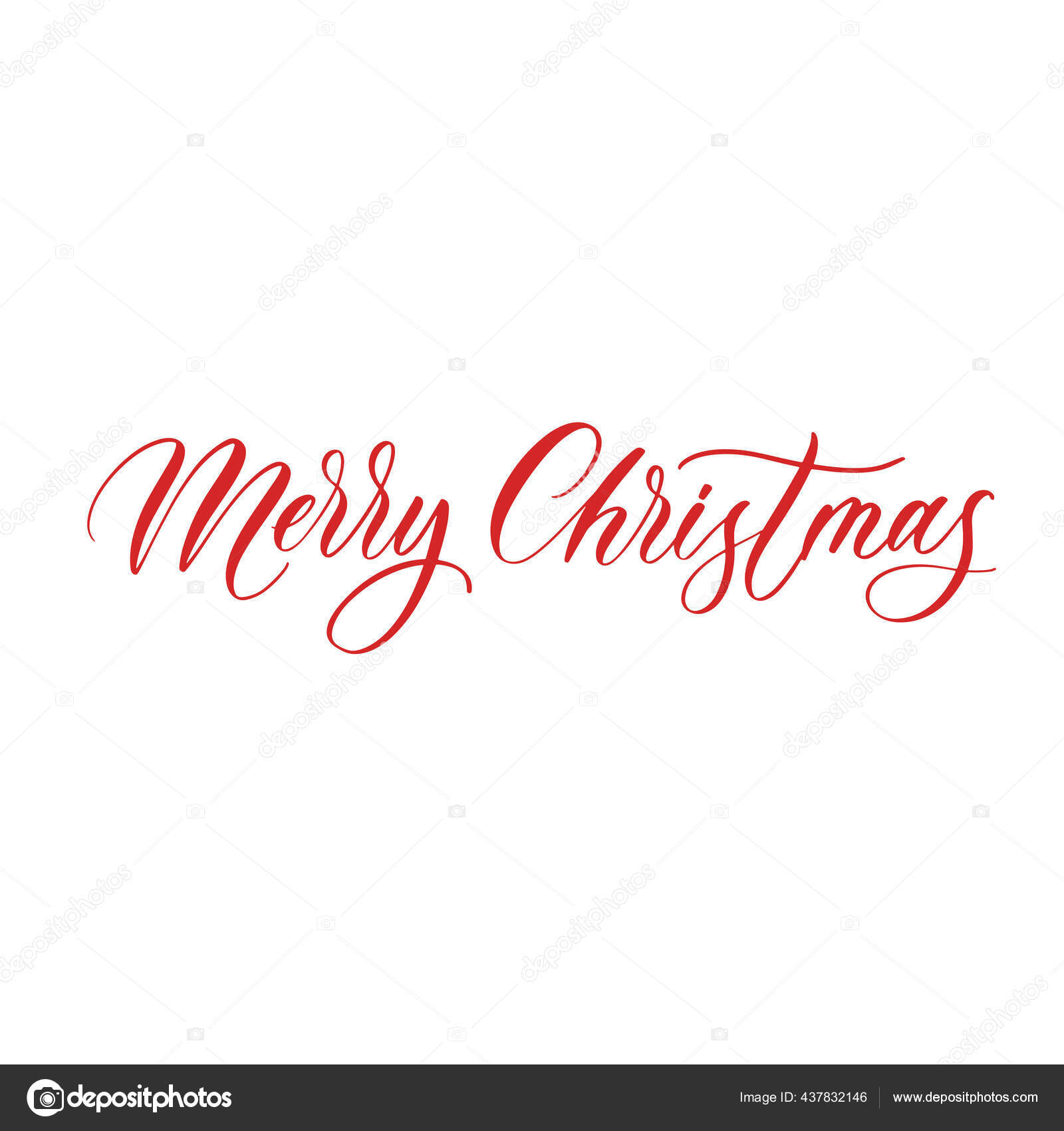 Merry Christmas Handwritten Red Text White Background Stock Vector by ...