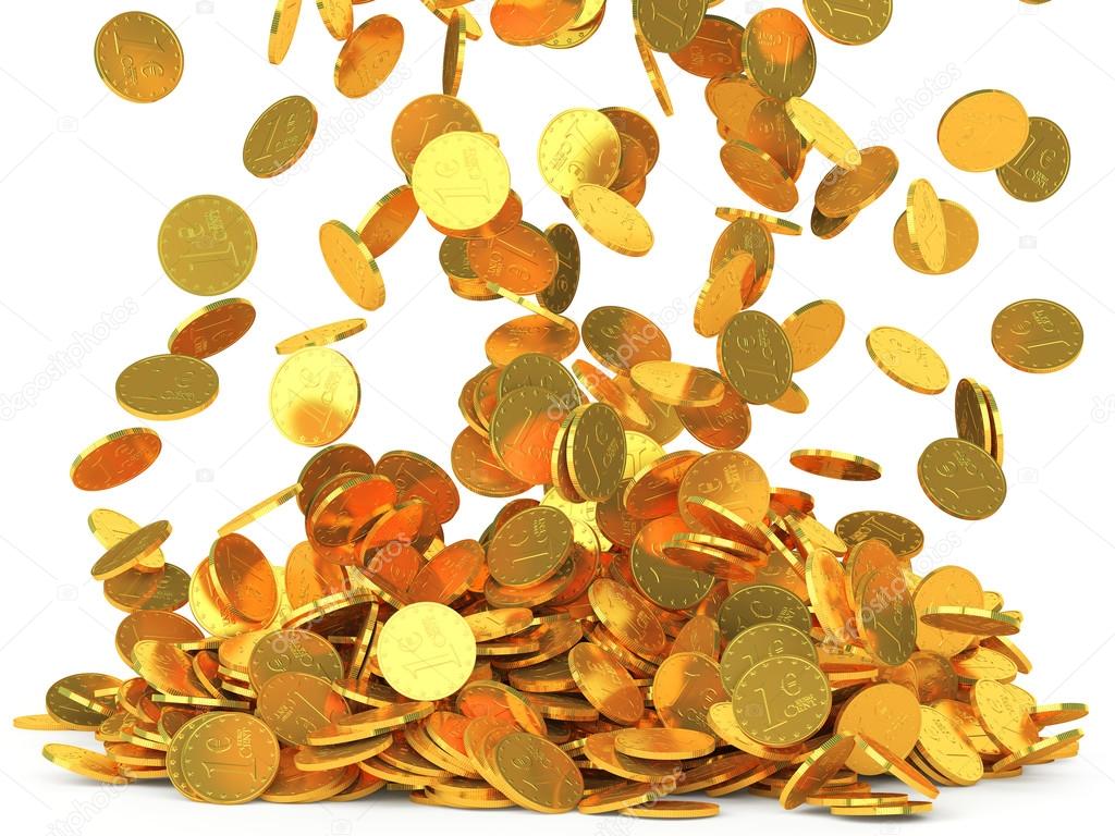 Falling coins isolated on white background ⬇ Stock Photo, Image by ...