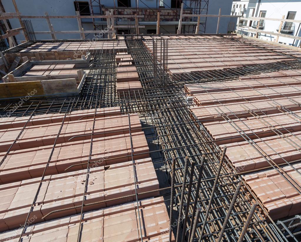 Reinforce iron cage net for built building floor. Stock Photo by ...
