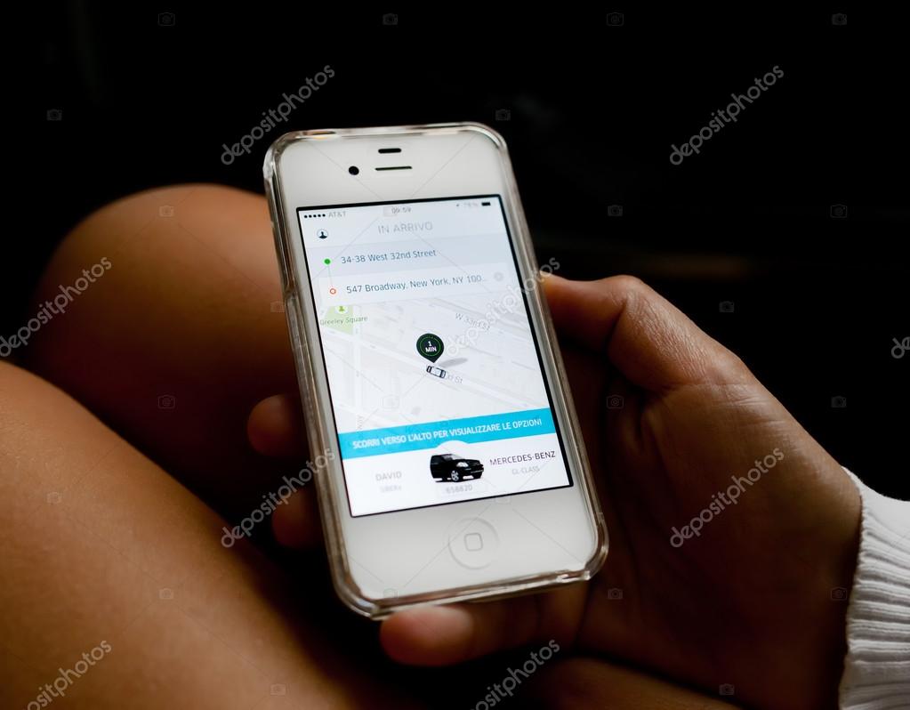 Uber App with the route map in NYC – Stock Editorial Photo ...