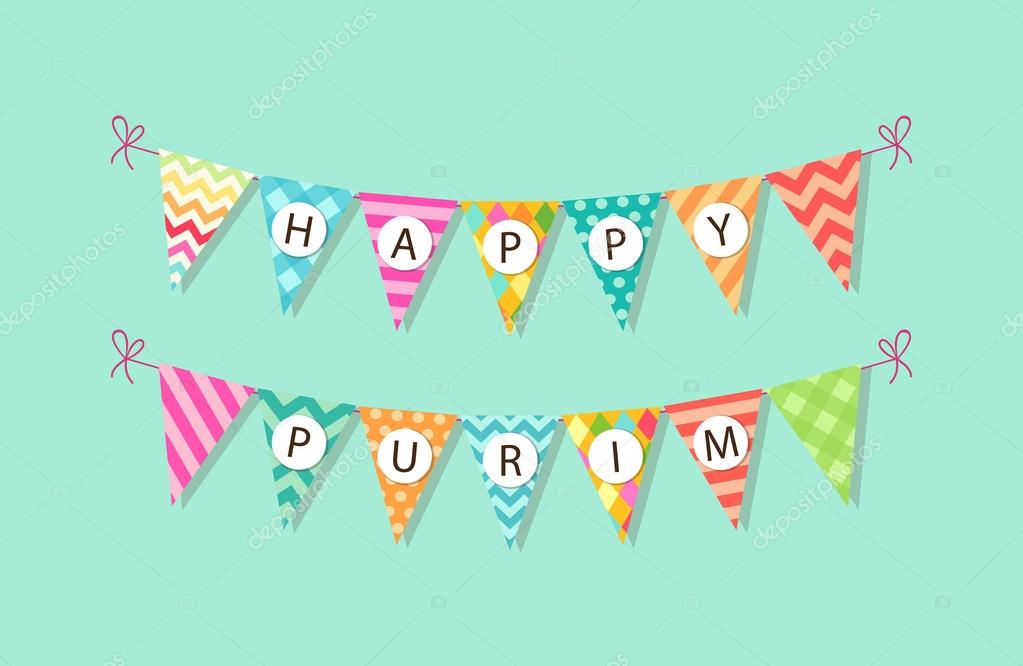 Happy Purim bunting flags Stock Vector by ©IShkrabal 102347342