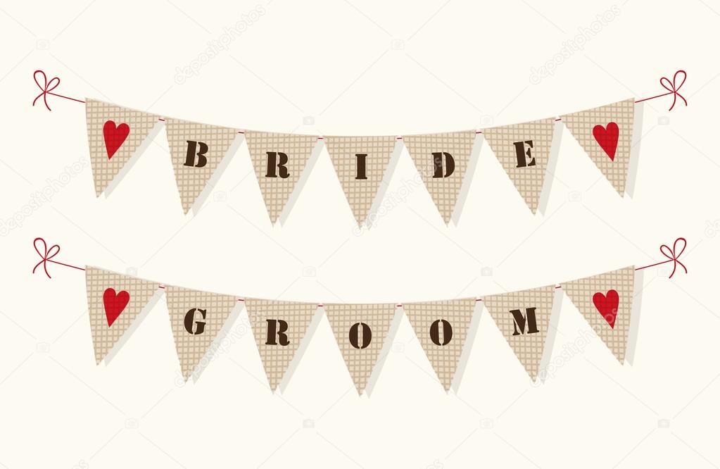 Cute rustic wedding bunting flags — Stock Vector © IShkrabal #94648006