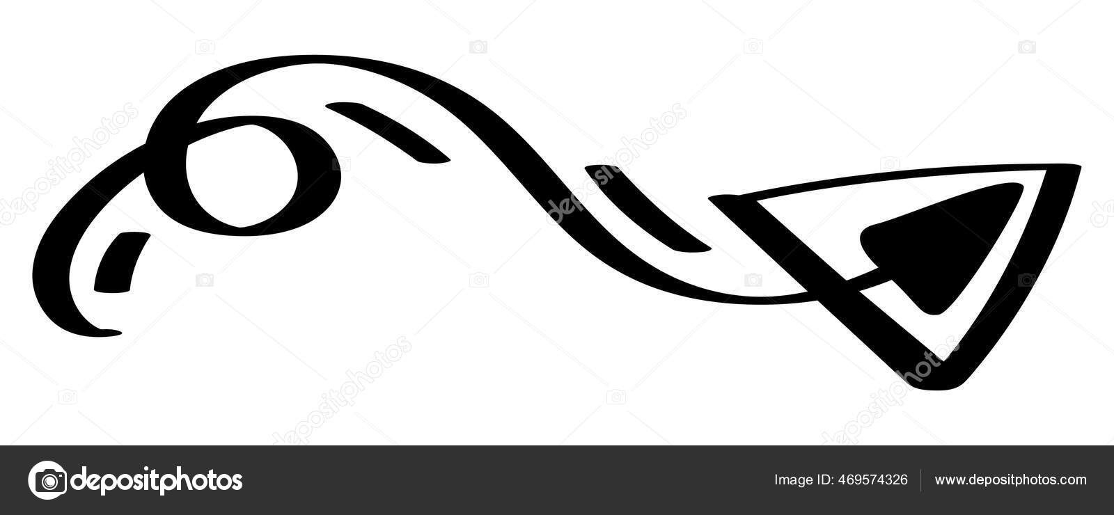 Calligraphy Hand Drawn Arrow Isolated White Background Abstract Brush ...