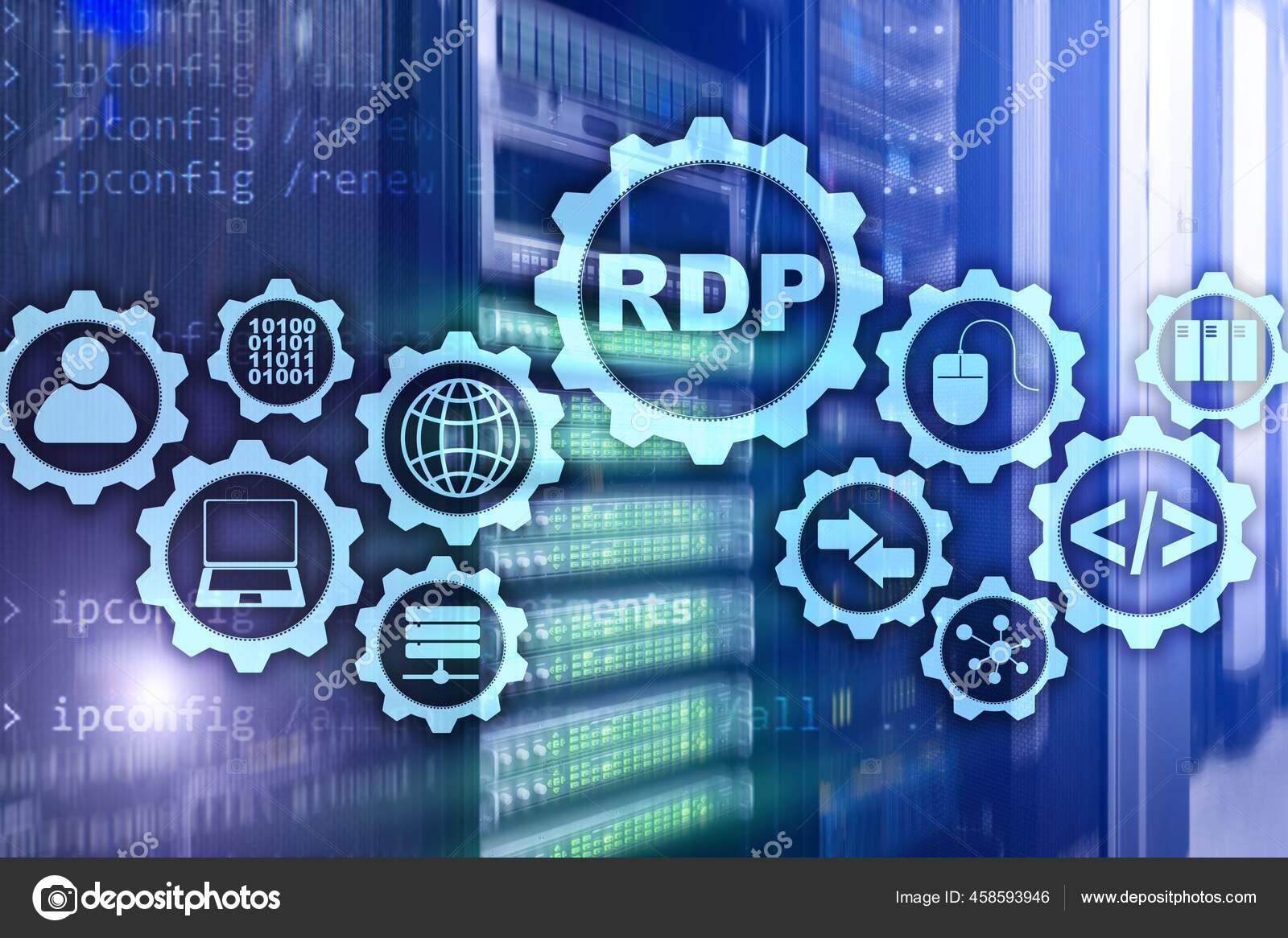 Rdp Remote Desktop Protocol Terminal Services Server Background — Stock Photo © Funtap #458593946