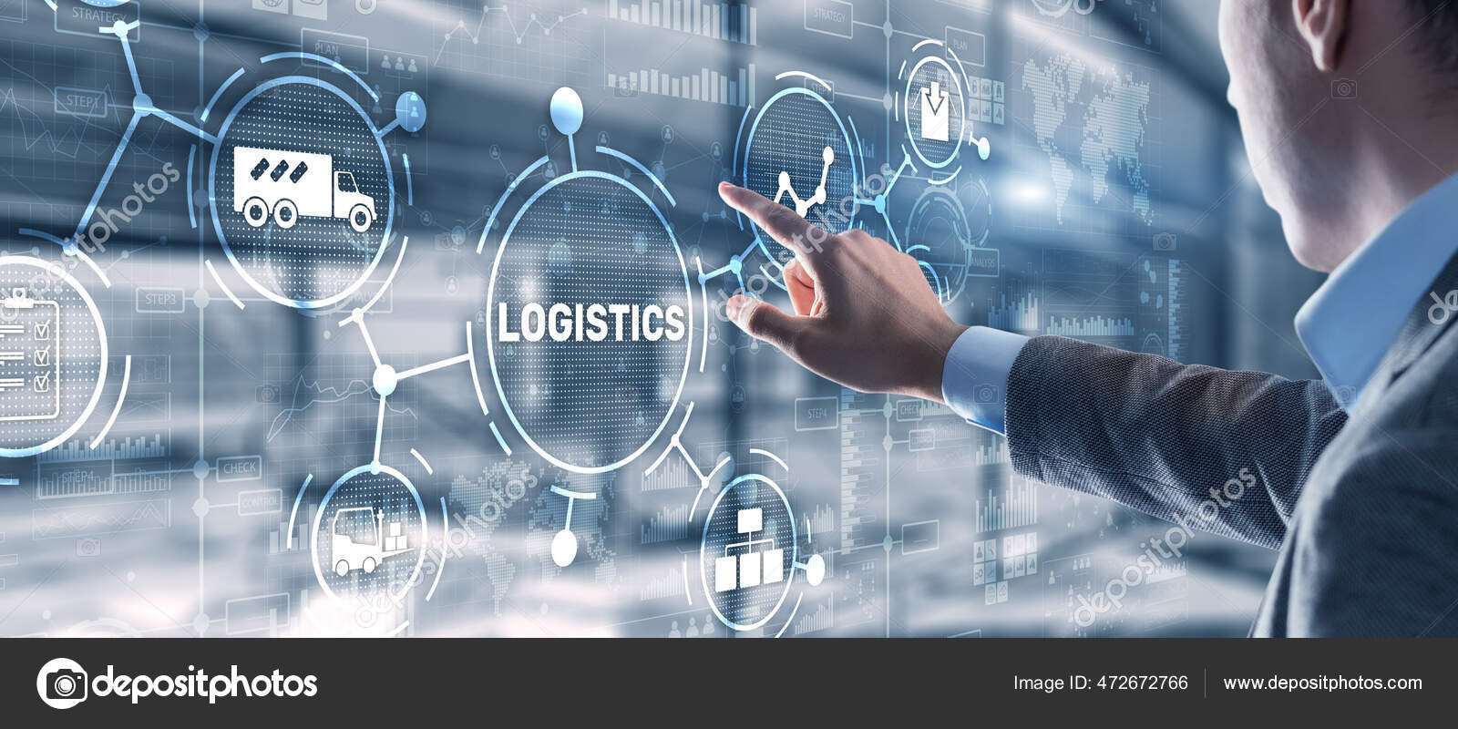 Logistic network distribution and transport concept. Goods delivery ...