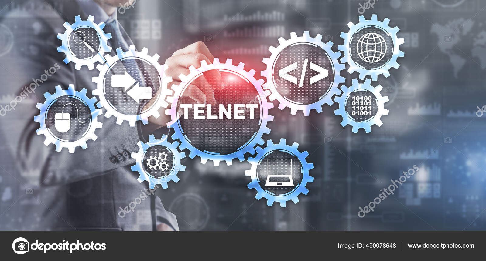 Cliente terminal virtual de Telnet. Concepto Internet y Red — Foto de ...