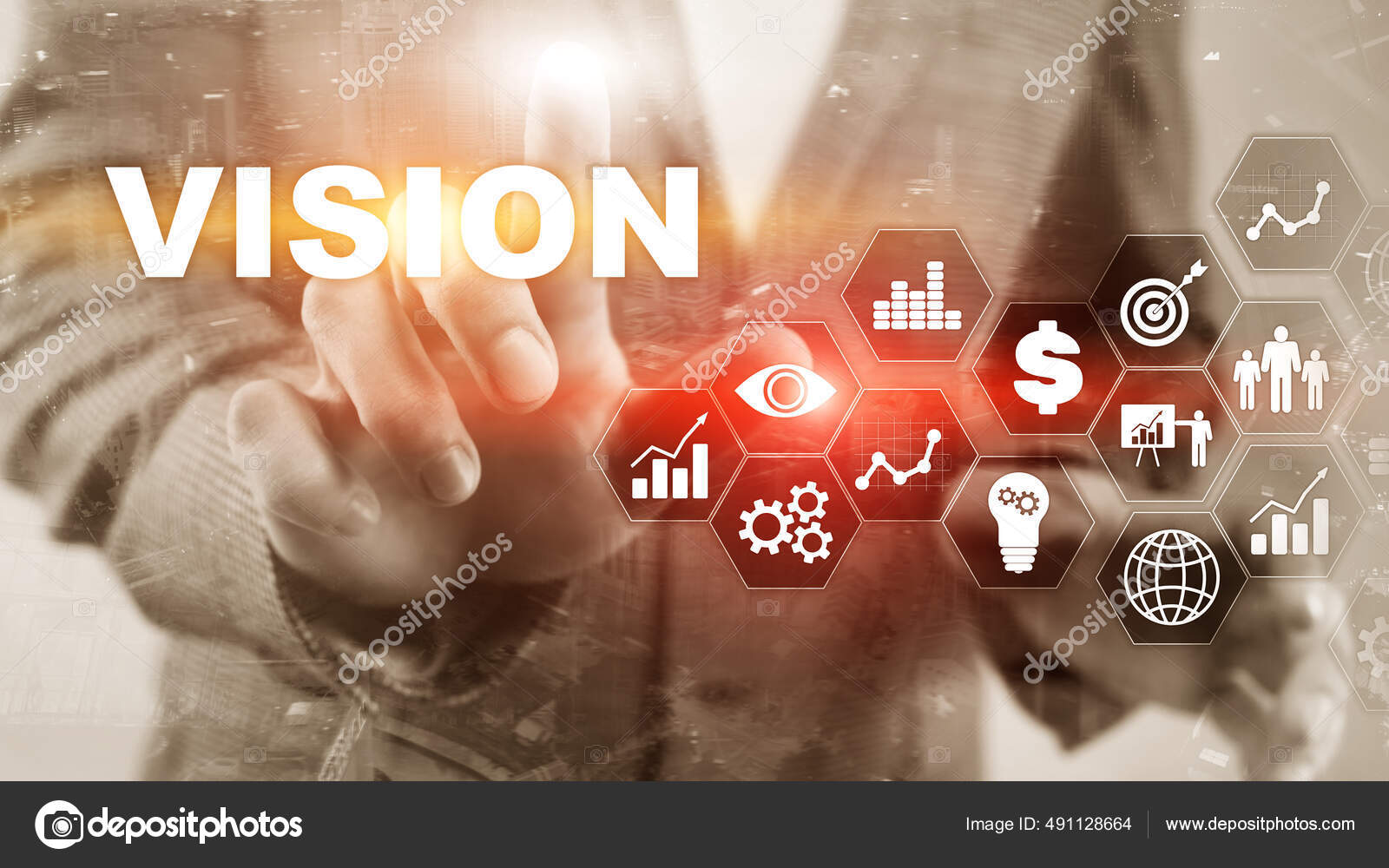 Vision Concept Business People Modern City Background Virtual Screen ...