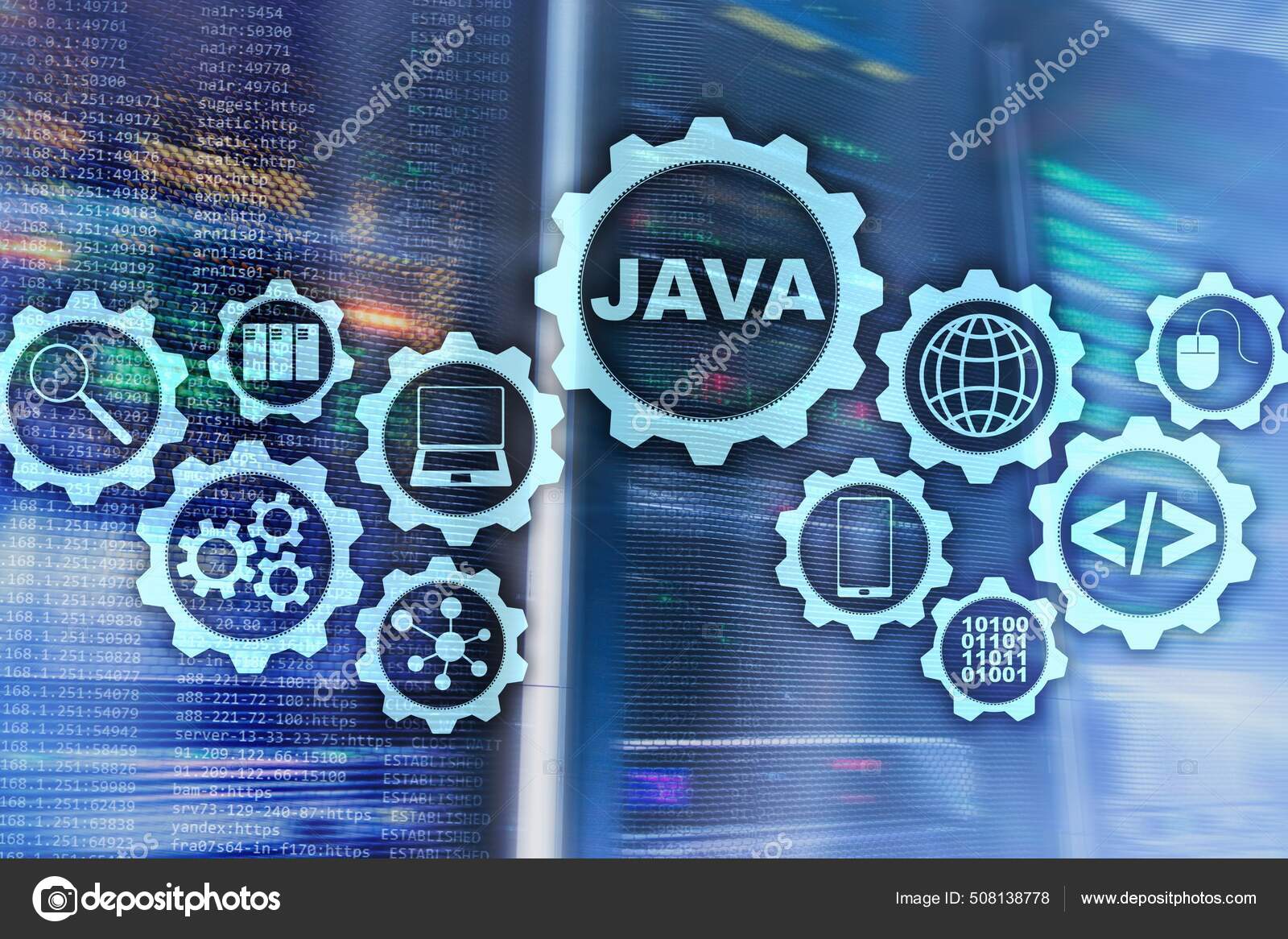 Java Programming Concept Virtual Machine Server Room Background Stock Photo by ©Funtap 508138778