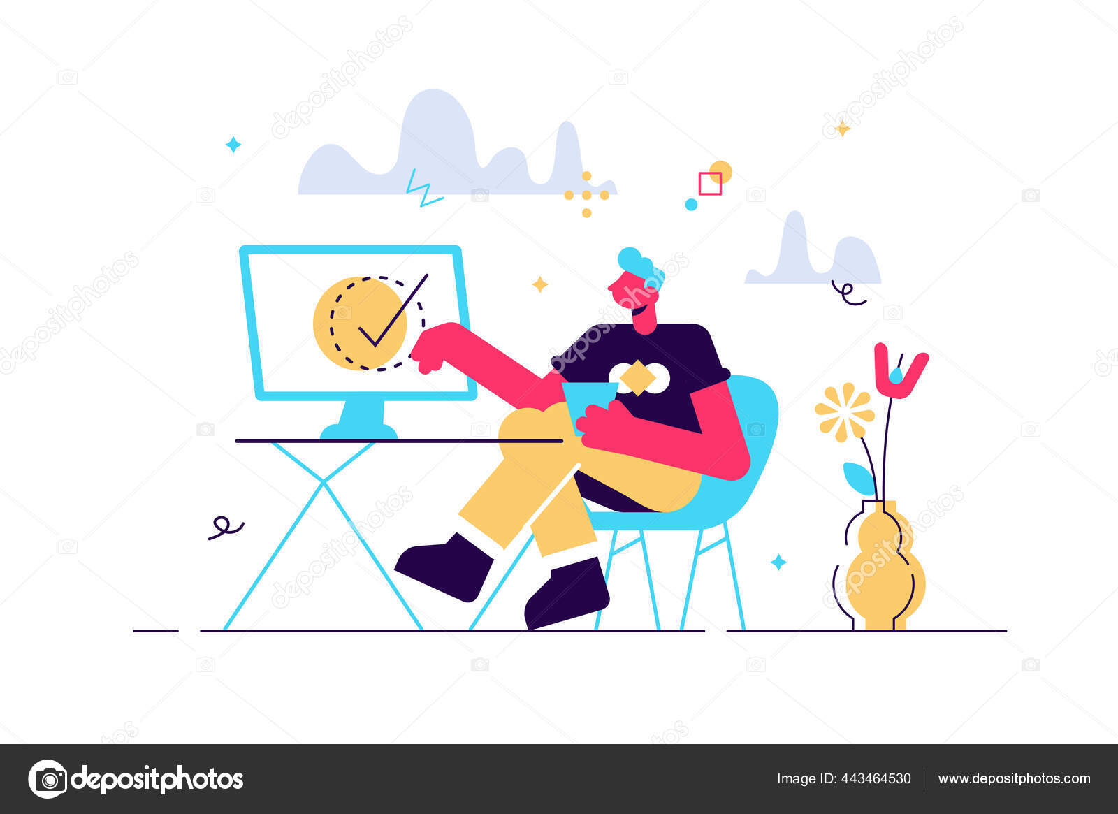 Completed task with submitted and approved pass tiny Stock Vector by ...