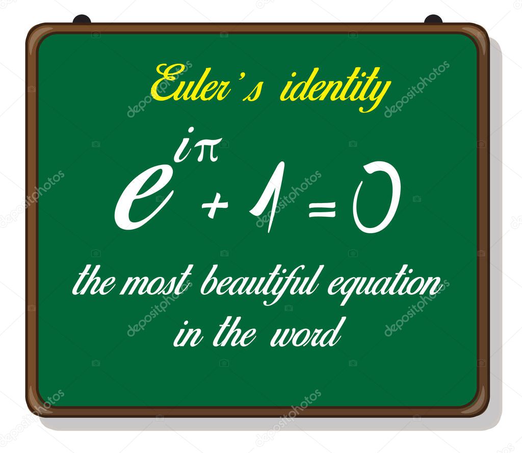 Identidad de Euler en pizarra verde. 2022