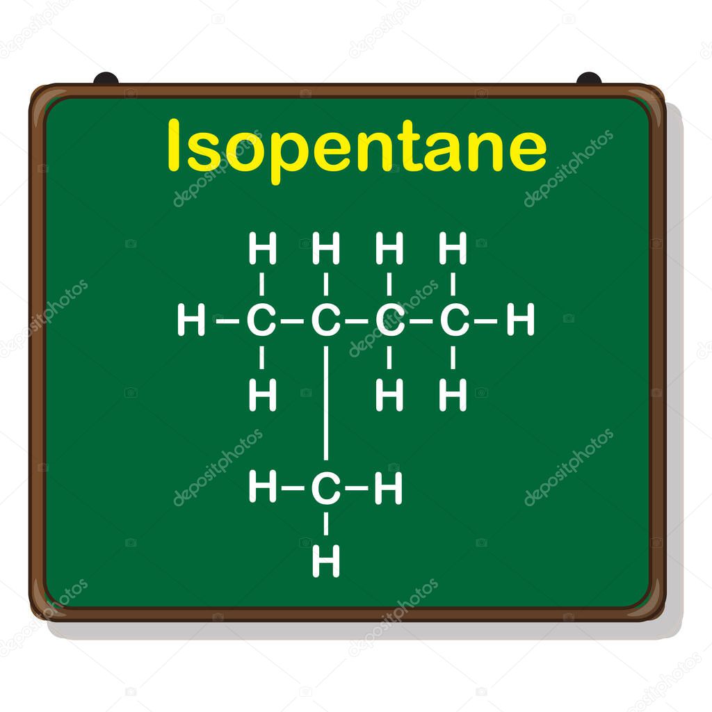 estructura química de pentano (C5H12) en tablero verde 2023