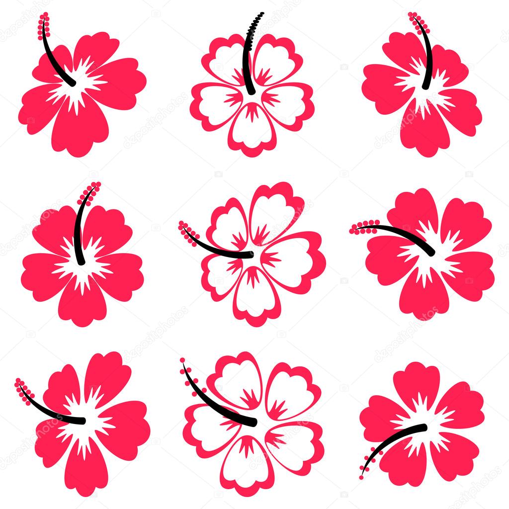 Vector Hibiscus Silhouette Icons Stock Vector Image By ©blumer 1979