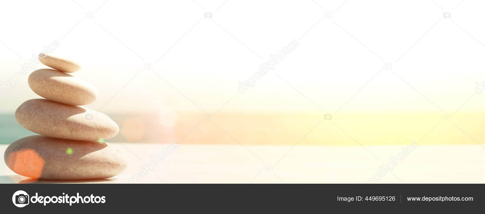 Zen Relax Banner Background Pyramid Stones Beach Clear Sunny Weather ...