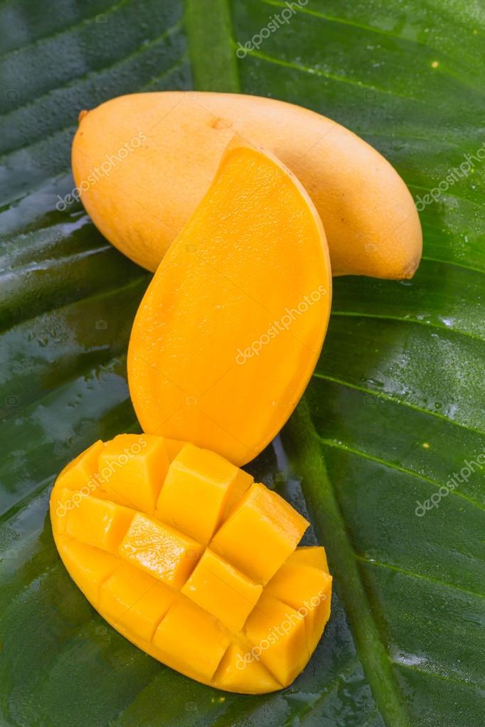 Yellow Mango Fruit With Leaf