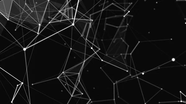 Abstract technology background. Black and white polygonal space with ...