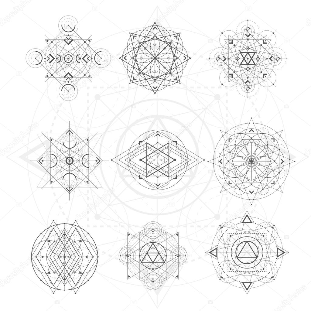 Sacred geometry signs — Stock Vector © hiro-hideki #112870278