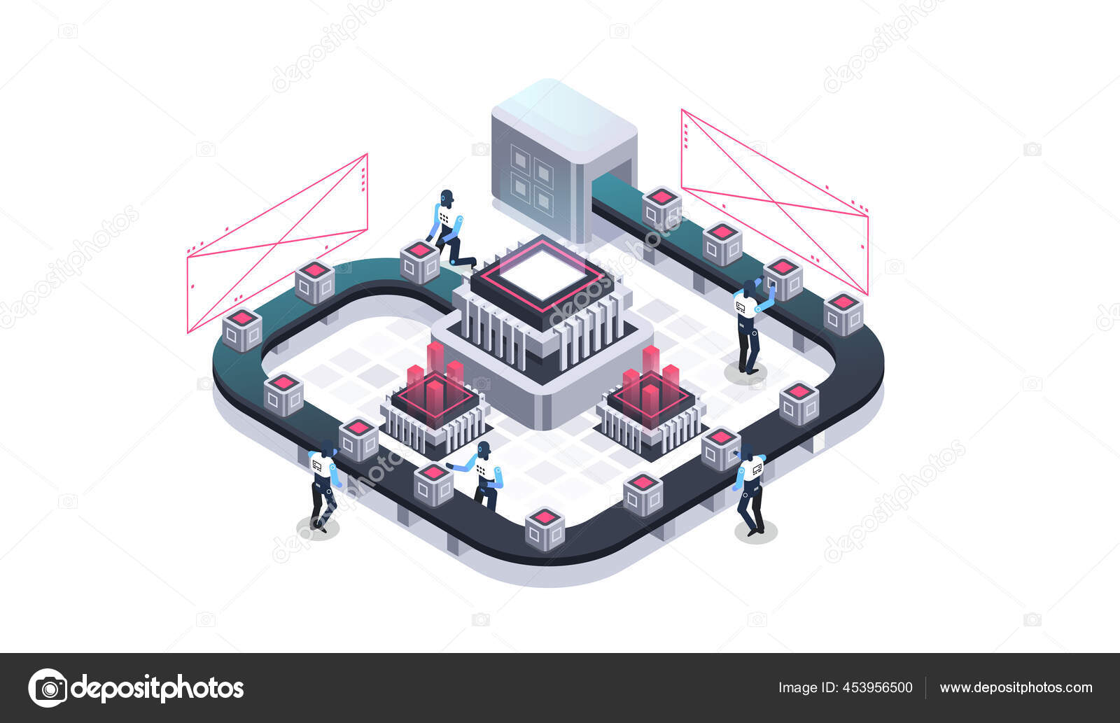 Technology Isometric Infographic Design Quantum Computer Artificial ...