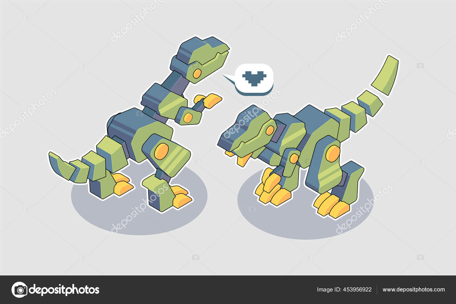 Mechanical Rex Cartoon Illustration Dinosaur Robot Mascot Design Iron ...