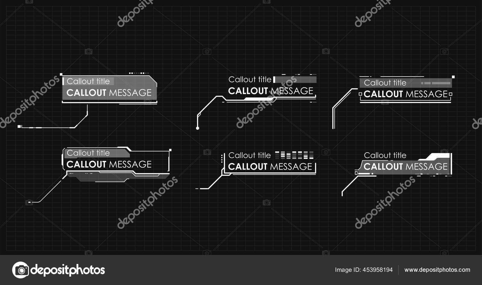 Callouts Titles Hud Style Interface Elements Gui Info Boxes Hud Stock ...
