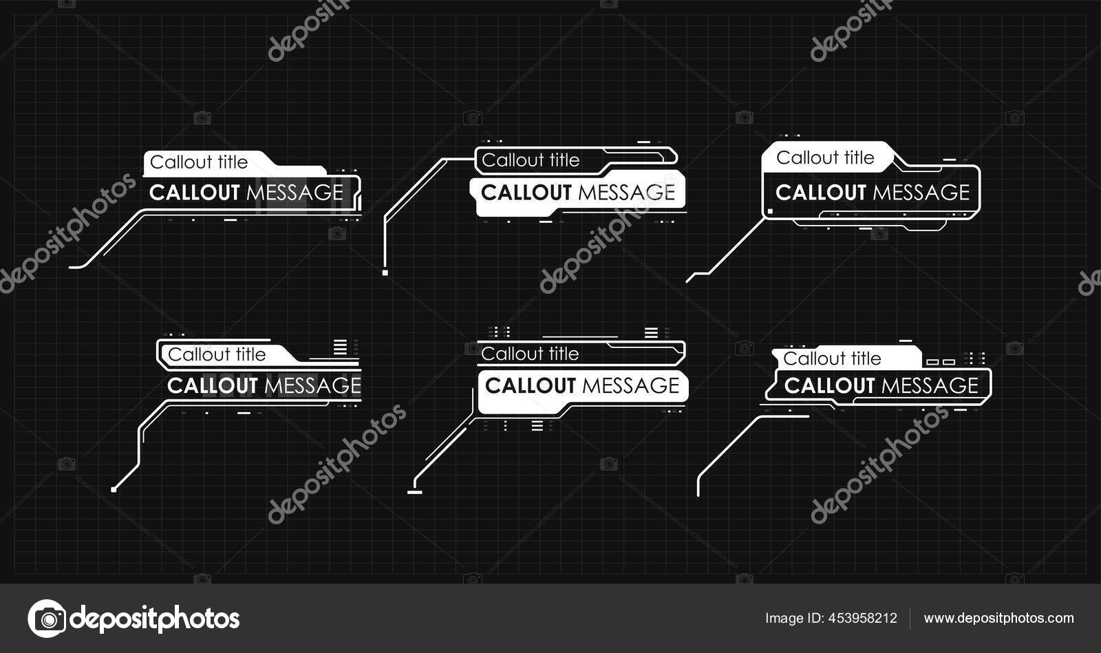 Callouts Titles Hud Style Interface Elements Gui Info Boxes Hud Stock ...