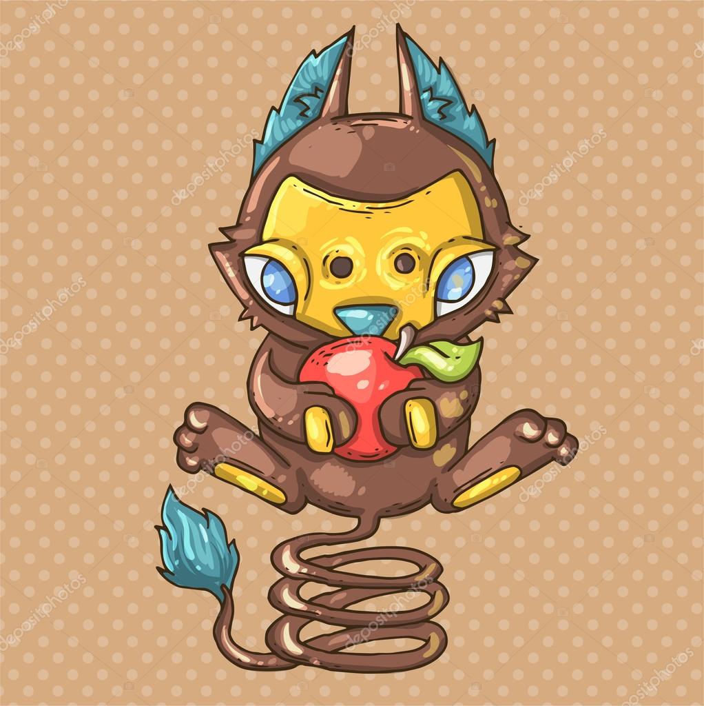 Creature with apple Stock Vector Image by ©hiro-hideki #63401373