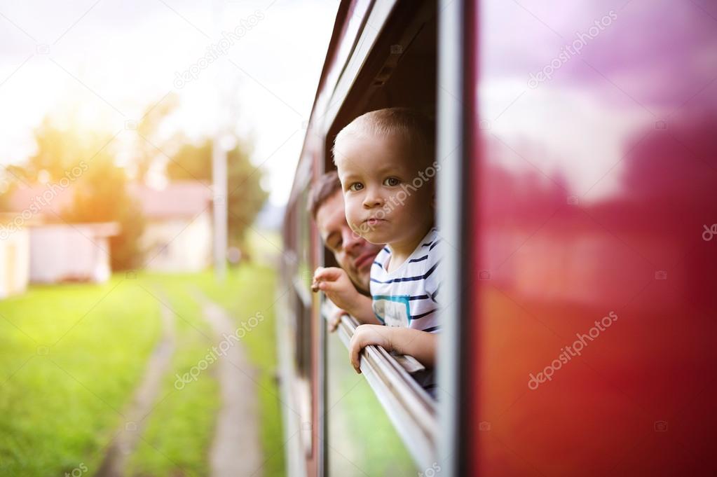 Little boy travelling in train — Stock Photo © halfpoint #69743551