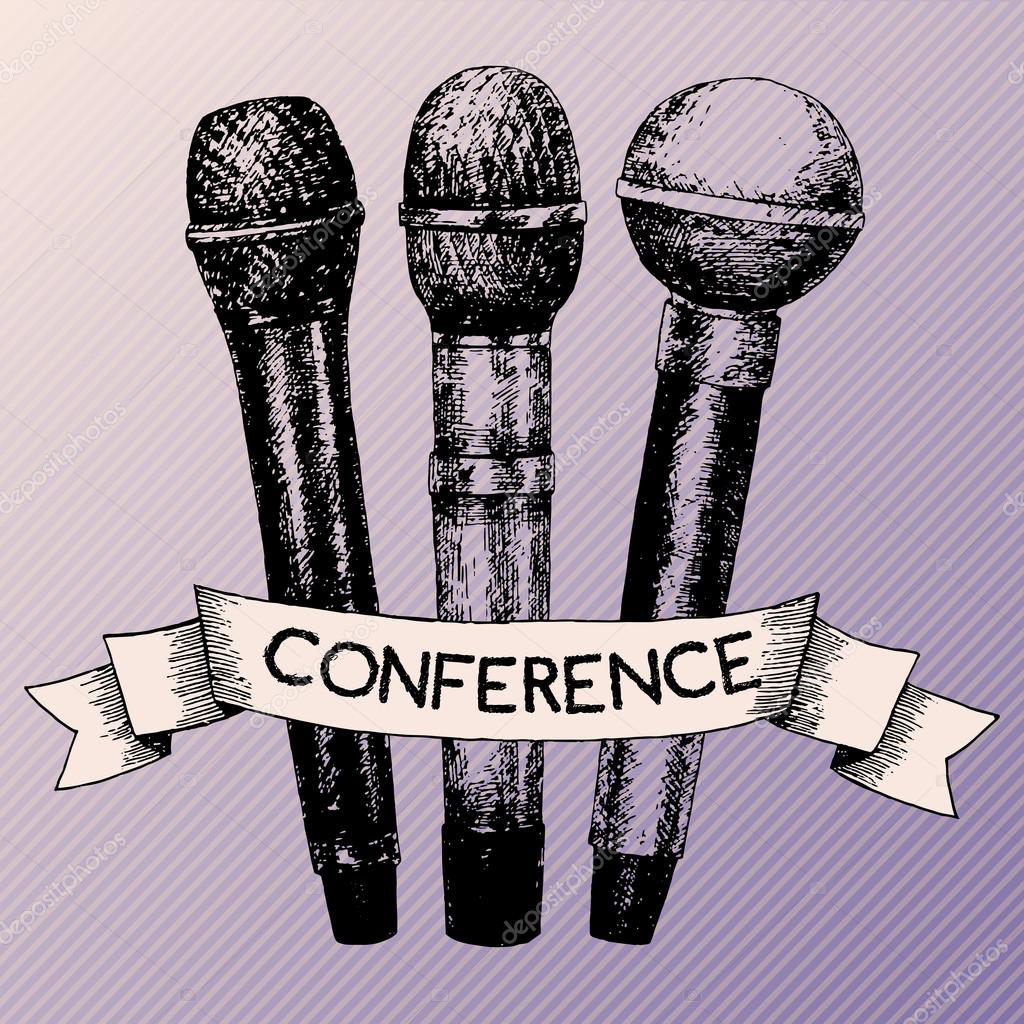 Conference template with microphones Stock Vector Image by ©halfpoint ...
