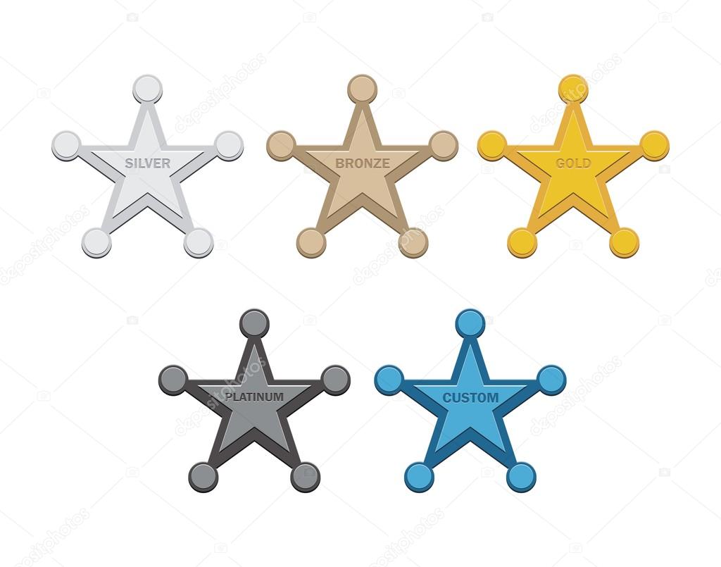 Star badges silver, bronze , gold, platinum, custom — Stock Vector ...