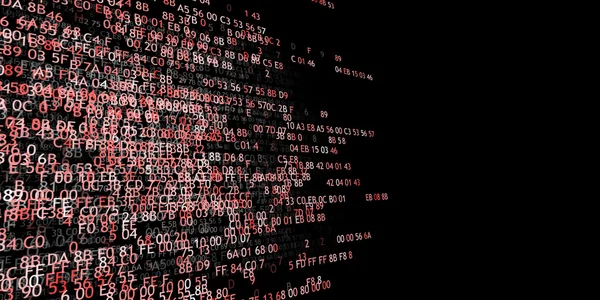 Binary and hexadecimal code up a computer screen on black background. Blue digits. Stock Photo ...