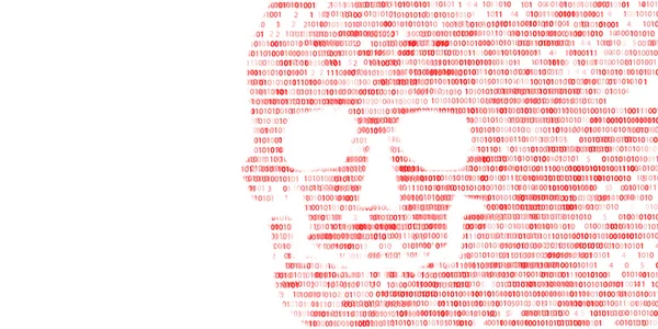 Hexadecimal code running up a computer screen on white background. Blue ...