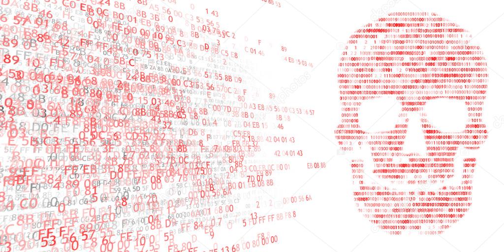 Concepto de seguridad informática. El cráneo del código hexadecimal ...