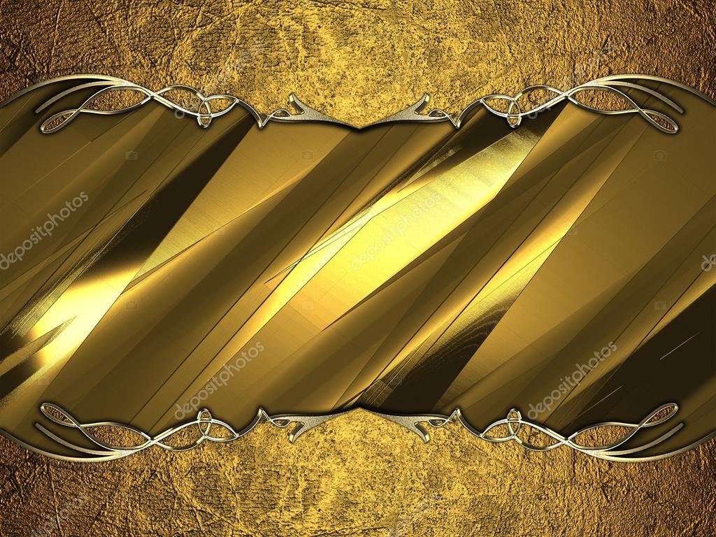Gold frame with gold edges and a pattern on a abstract gold background ...