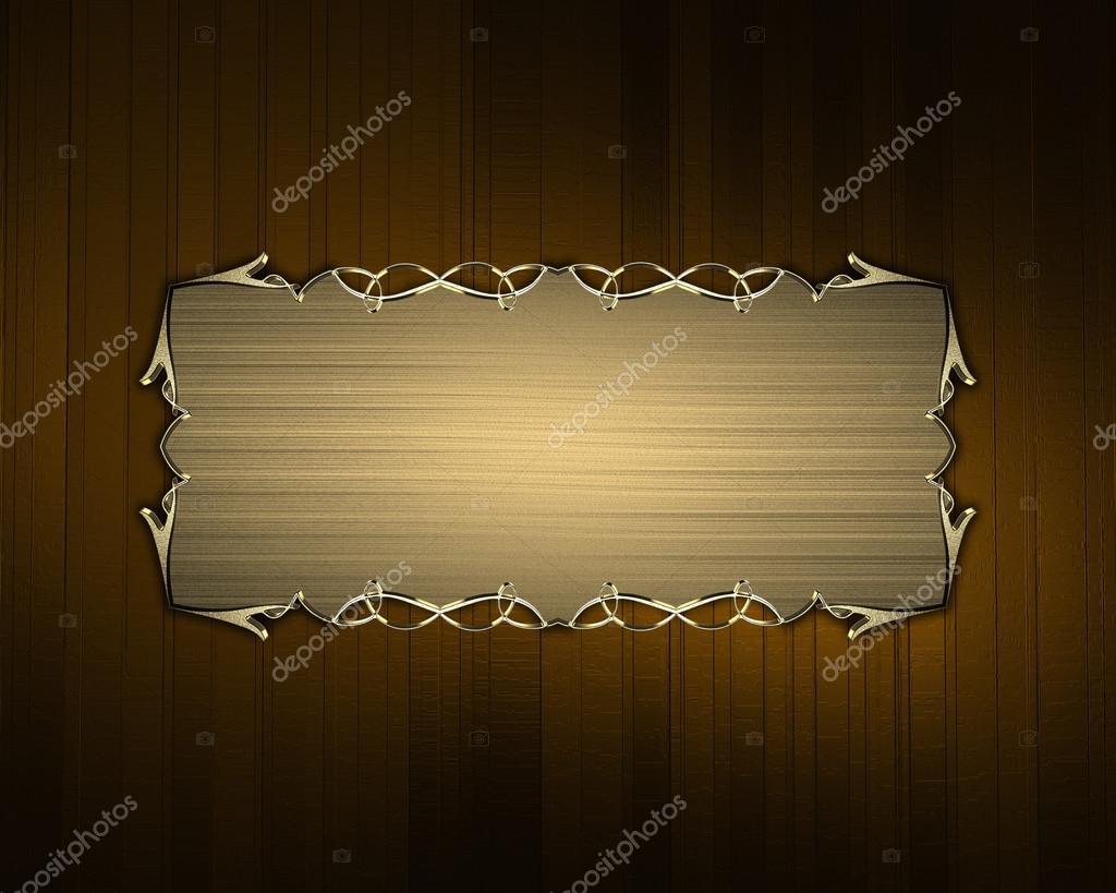 Old worn brown texture with gold sign and gold trim. Design template ...