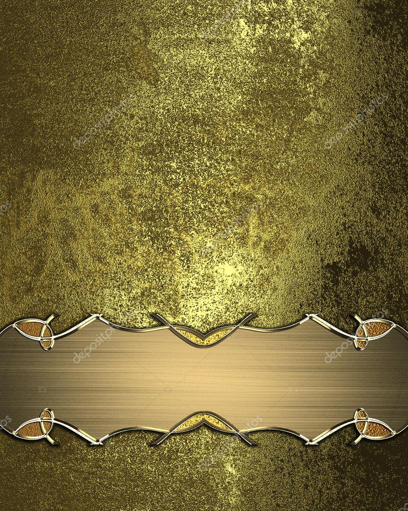 Grunge gold background with gold sign with gold trim. Design template ...