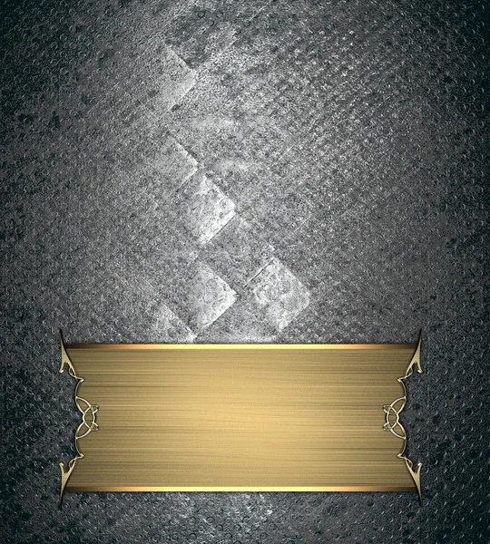 Metal texture background with gold plate and gold trim. Design template ...