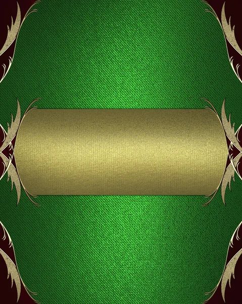Abstract green background with gold pattern and gold plate. Design ...