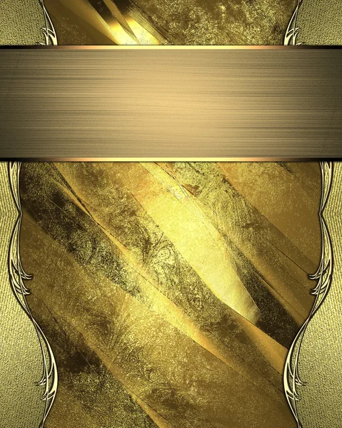 Gold frame with gold edges and a pattern on a abstract gold background ...