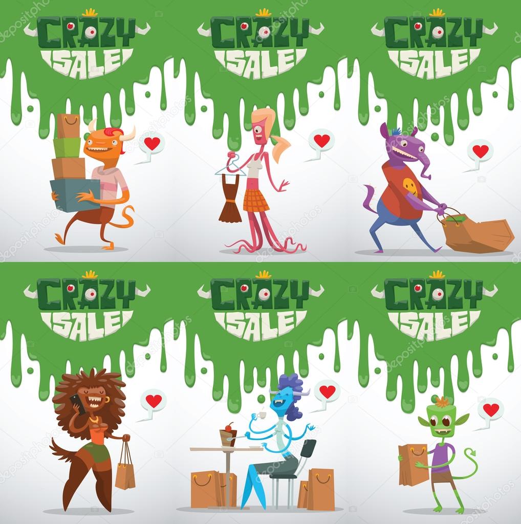 Set of advertising flyers with funny monsters Stock Vector by ...