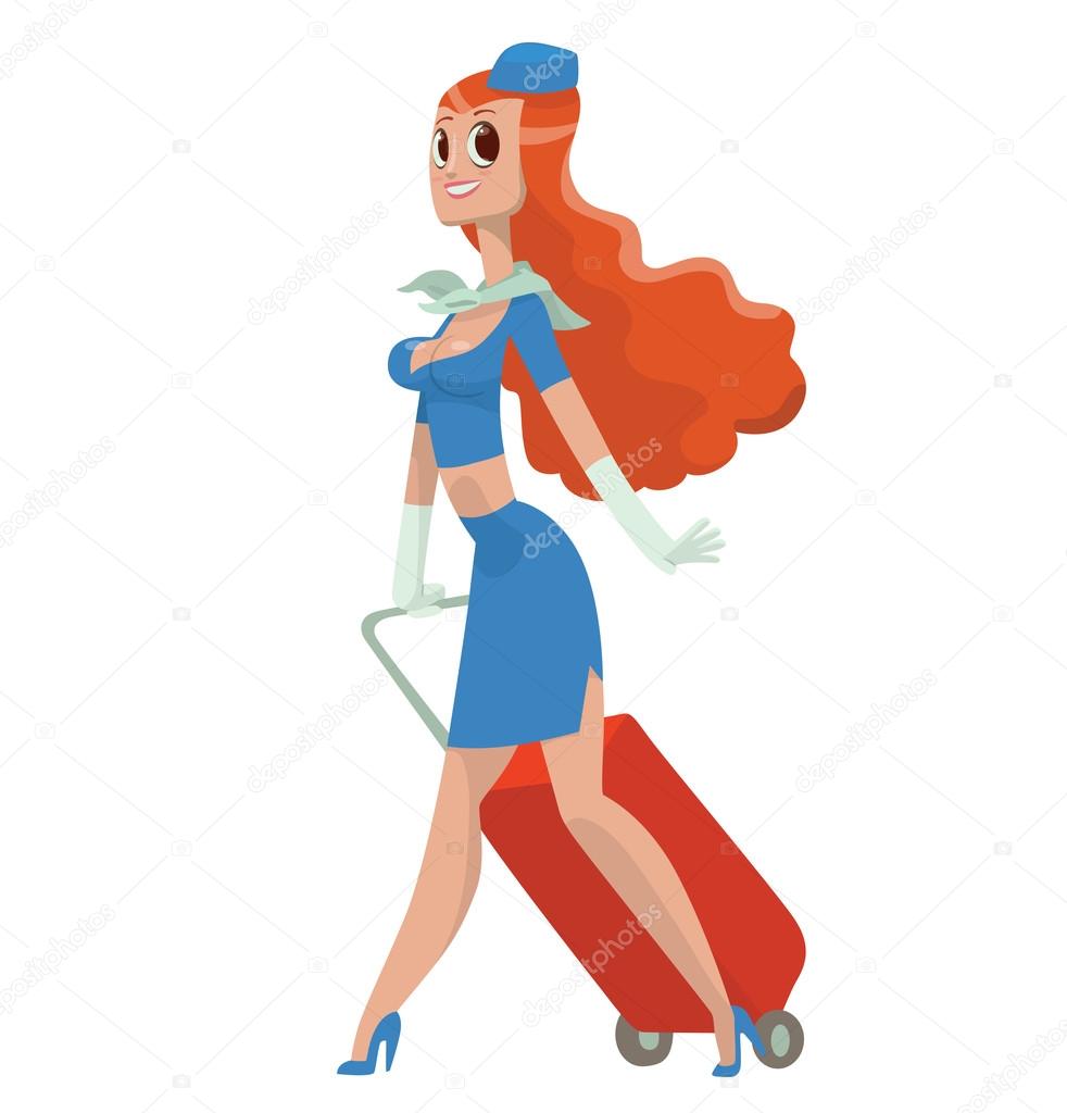 Azafata con el pelo largo y ondulado Vector de stock #113480830 de ...