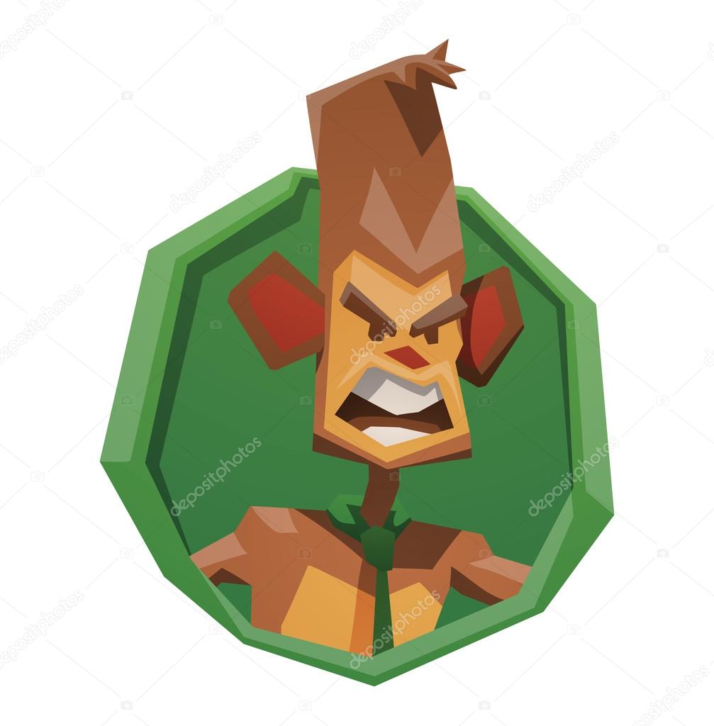Round green frame, angry office monkey's head Stock Illustration by ...